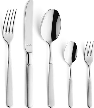 Amefa SATINA Besteck Set 30-teilig, Besteck f&uuml;r 6 Personen, Sp&uuml;lmaschinenfest, Besteck Rostfrei 18/10 Edelstahl, Spezial-Wellenschliff, Geh&auml;rteter Klingenst