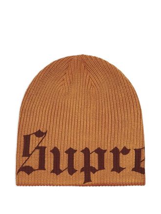 SUPREME Old English Beanie mit Print - Braun