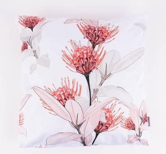 Schöner Leben Outdoor Kissen Protea Blumen weiß rosa orange altgrün 45x45cm