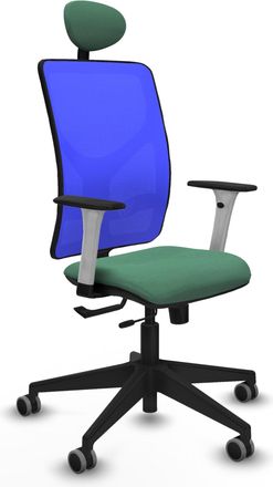 Piqueras y Crespo Schreibtischstuhl mit hoher R&uuml;ckenlehne, mit wei&szlig;en und schwarzen Armlehnen, h&ouml;henverstellbare Lendenwirbelst&uuml;tze und festes Kopfteil, ausgestattet mi