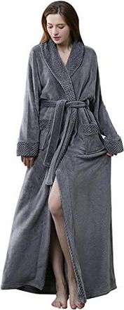 Generic Peignoirs longs et chauds pour femmes, chemises de nuit &eacute;l&eacute;gantes &agrave; col ch&acirc;le, peignoir de bain confortable et &eacute;pais, manteaux dhiver, v&ecirc;tements dint&eacute;