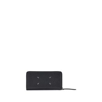 Maison Margiela Gepr&auml;gte Lederbrieftasche mit Rei&szlig;verschluss - - Accessories - Damen - Schwarzk - ONE SIZE