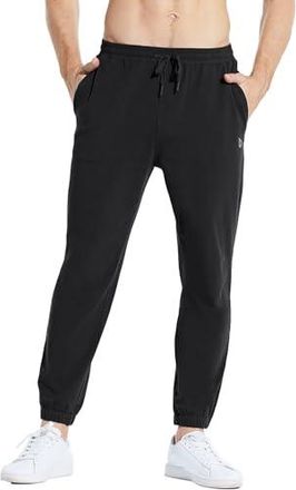 Baleaf Pantalon de jogging en coton pour homme - 27 - Long respirant - Pantalon de sport - Pantalon de yoga - Pantalon de jogging - Avec poches, Noir, 3XL