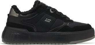 D.Franklin Damen Sport Sneakers Court Fleece Voll Schwarz - Damen Halbschuhe - Freizeitmode - Gr&ouml;&szlig;e (40) - Modell Court