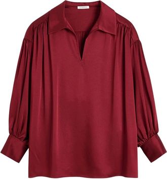 By Malene Birger Femme, Blouses et Chemises, Rouge, Taille: 36 FR Leonora Satin Blouse
