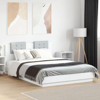 vidaXL Bettgestell mit Kopfteil Wei&szlig; 140x200 cm Holzwerkstoff Vidaxl