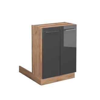 Vicco K&uuml;cheninsel Fame-Line, Anthrazit Hochglanz/Goldkraft Eiche, 60 cm ohne Arbeitsplatte