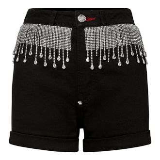 Philipp Plein Hot Pants Fringe - - Shorts - Damen - Schwarzk - W28
