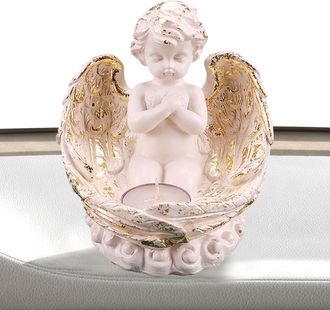 Generico Engel-Kerzenhalter im Retro-Stil, kleine Engelsfigur, Teelicht | Gedenkgeschenke zur Erinnerung an die innere Engelsfigur f&uuml;r die Taufe der Kirche der