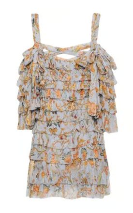 Zimmermann Painted Heart Ra Ra Silk-georgette Mini Dress Size XS