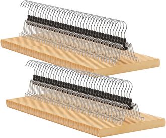 Songmics Hosenspanner, 72 Stück, Kleiderbügel aus Holz, Hosenbügel, rutschfest, verchromter Haken, um 360 Grad drehbar, Natur CRW007-72