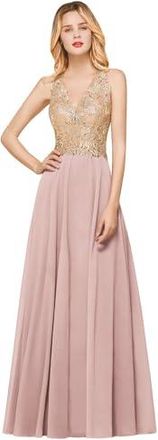 MisShow Robe pour Mariage Demoiselle dhonneur avec Appliques Florales Elégante Robe Femme Cérémonie Anniversaire sans Manches Rose 34