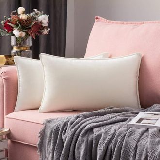 Miulee 2er Set Samt Kissenbezug Weihnachten Flansch Kissenh&uuml;lle Dekorative Sofakissen Dekokissen Umwickelte Kante Kissenbez&uuml;ge Zierkissenbezug f&uuml;r Sofa Wohnz