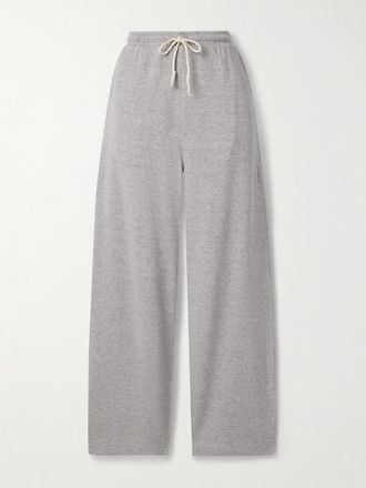 The Elder Statesman Pantalon De Survêtement Large En Coton Et Cachemire Mélangés Daily - Gris