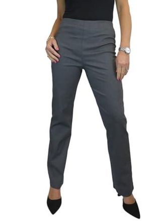 Paulo Due Pantalon &Agrave; Enfiler pour Femme avec Taille Haute &Eacute;lastiqu&eacute;e Et Jambe Droite pour Le Travail De Bureau en Soir&eacute;e Gris Chin&eacute; 36-50 (44)