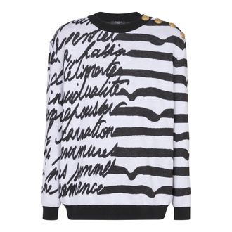 Balmain Homme, Pulls, Blanc, Taille: S Pull arini&egrave;re &laquo; Lettre daour &raquo; en aille
