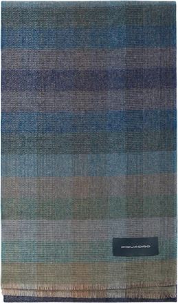 Piquadro Merino-Wollschal mit verblasstem Karomuster - - Accessories - Herren - Blau - ONE SIZE