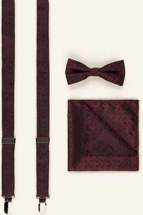 Paul Paul Set: Hosentr&auml;ger, Schleife Und Einstecktuch rot
