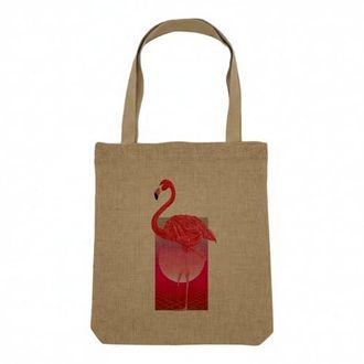 Fabulous Sac Shopping Tote Bag Aspect Lin - Retro Flamant Rose 80s Collage Vintage Illustration Art Animal Synthwave Zoomer Miami - Sac de Courses Toile Epaiss