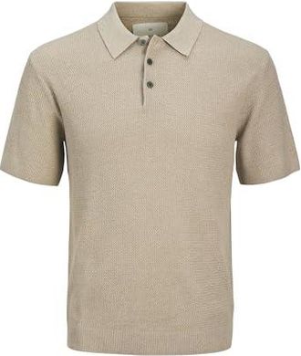 Jack & Jones Knit Jprcccooper Polo en Tricot SS Sn, Grège, XXL Hommes