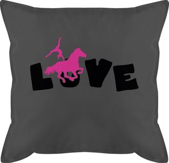 Shirtracer Kissen 50x50 - Voltigieren Love Schriftzug I Voltigieren Geschenk I Pferd voltigieren I Pferde Liebe - 50 x 50 cm - Grau - pferdekissen pferdeliebhabe