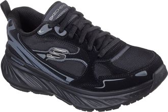 Skechers Damen Edgeride Misty Skies Sneaker, Black Leather/Duraleather/Mesh/Trim, 36.5 EU