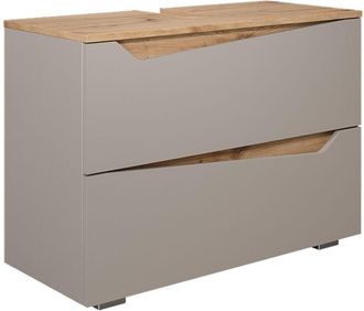 Vicco Meuble sous vasque simple Marelle, Greige/Ch&ecirc;ne Artisan, 80x57.5cm avec 2 tiroirs, Vicco