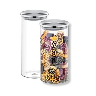 Wilmax England WILMAX - R&eacute;cipients en verre avec couvercle m&eacute;tallique - Pots &agrave; &eacute;pices - Bo&icirc;tes de conservation avec couvercle &agrave; vis - rangement pour la cuisine - Lav