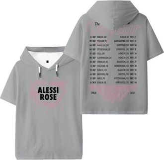Generic Alessi Rose 2025 Tour T-shirt à capuche Femmes Hommes T-shirt à manches courtes Casual Streetwear Tops, gris, 4XL