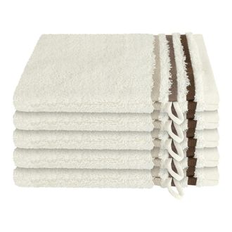 Schiesser Waschhandschuhset Skyline Color - 5-teilig - 16 x 22 cm - Creme