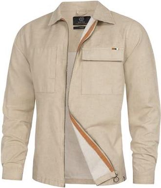 Indicode INEuron Chemise à manches longues pour homme avec deux poches poitrine et fermeture éclair | Veste pour homme, Cornstalk, XXL