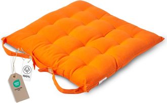 Homescapes Stuhlkissen 40x40 cm orange - Sitzkissen Outdoor/Indoor mit Baumwollbezug, Sitzpolster waschbar und Oeko-TEX-Zertifiziert f&uuml;r Esszimmer-, K&uuml;chen- & Ga