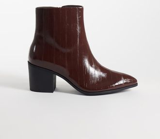 Asos bottines Chelsea &agrave; talons marron effet peau danguille emboss&eacute;e