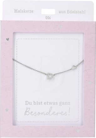 Depesche 13895.5 Halskette mit Buchstabe D und Herz, versilbert, variabel in der L&auml;nge tragbar (42 cm + 5 cm), als Geschenk oder kleine Aufmerksamkeit