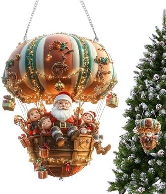 Generic D&eacute;coration 2D en acrylique, montgolfi&egrave;re en acrylique pour No&euml;l | Art fantaisiste qui attire la lumi&egrave;re du soleil pour cour, dortoir, salon, pendaison