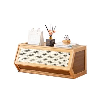 Generic Stapelbarer Bambusschrank for Selberbauen mit Klappt&uuml;r, Moderne Sammlervitrine mit Staubschutzplatte, Robustes ABS-Kunststoffm&ouml;bel, for Flur, Wohnzimm