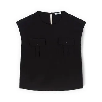 Motivi Femme, Blouses et Chemises, Noir, Taille: 36 FR Blouse en viscose avec poches