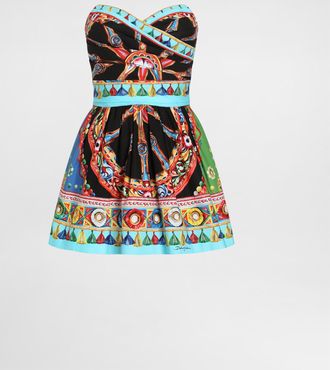 Dolce & Gabbana Kleid Aus Popeline Mit Carretto-print - Frau Kleider Mehrfarbig 44