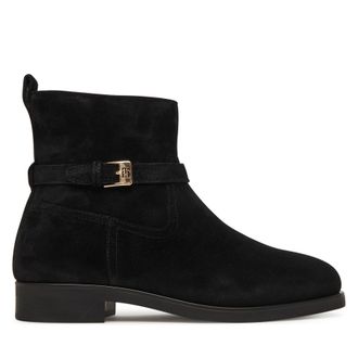 Tommy Hilfiger Stiefeletten Tommy Hilfiger Th Buckle Riding Suede Bootie FW0FW09047 Schwarz