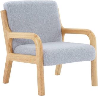Sweeek Sweeek - Fauteuil scandinave enfant en bois et tissu bouclette gris souris