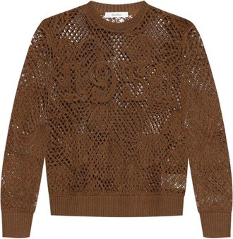 Max Mara Femme, Pulls, Brun, Taille: 40 FR Pull Marron avec Motif Chiffres