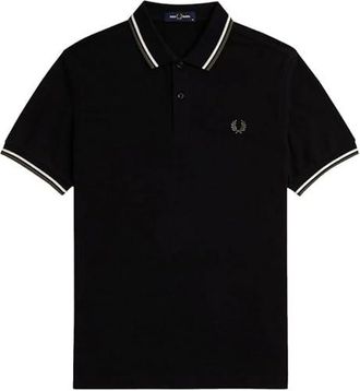 Fred Perry Slim Fit Twin Tipped Polo, Noir, XXL