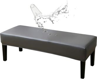 Generic Wasserdichter Esszimmerbankbezug Aus PU-Leder, Stretch-Schonbezug F&uuml;r Holzbank, Abnehmbar Und Waschbar, Universal-Gr&ouml;&szlig;e(Dark Gray,120cm(47.2in))