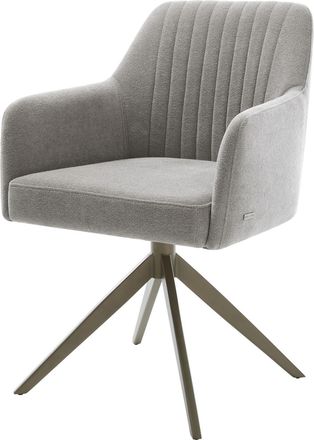 DELIFE Esszimmerstuhl Greg-Flex Kreuzgestell breit Effektfinish Titan Strukturstoff Soft Grau 360° drehbar Wippfunktion Taschenfederkern