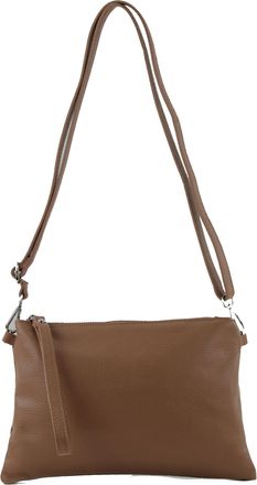 modamoda.de T186 Damen Leder Clutch Umh&auml;ngetasche Abendtasche handmade in Italy, Farbe:Terrabraun