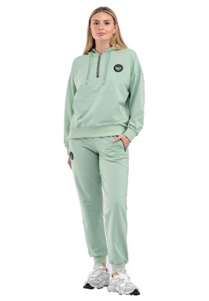 Tom Barron Damen-Trainingsanzug-Set mit halbem Reißverschluss und Kängurutasche, stilvoller Trainingsanzug-Set mit Logo-Details