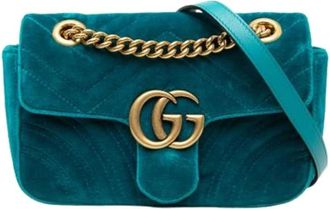 Gucci Sac bandouli&egrave;re matelass&eacute; en velours Pre-owned - Femme - Pre-owned - Bleu - Taille: ONE Size