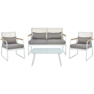 Beliani Beliani - Ensemble de Jardin Moderne en Acier 4 Places avec Coussins Table Blanc Pomonte