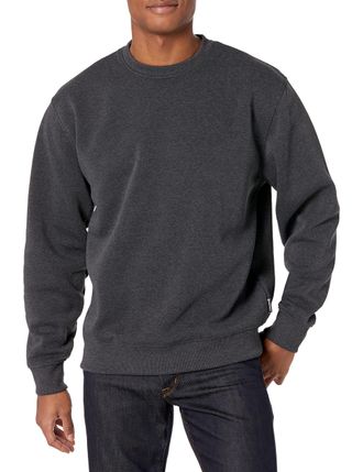 Southpole Herren Basic Fleece Crewneck Sweatshirt, kohleschwarz meliert, Large
