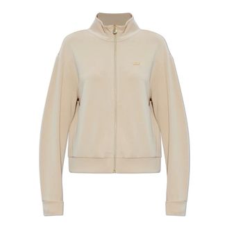 Emporio Armani Emporio Armani Ea7, Femme, Sweatshirts et sweats &agrave; capuche, Beige, Taille: 36 FR SweaT-shirt zipp&eacute; avec logo